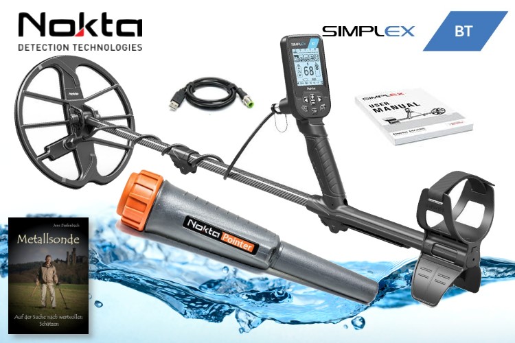 Nokta/Makro Simplex BT Ausrüstungspaket (Metalldetektor & Nokta Pinpointer & Schatzsucherhandbuch)